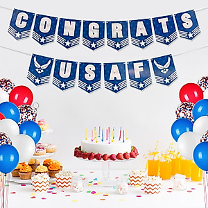 Military Theme Congrats USAF Banner,Military US Air Force Graduation Parties, Retirement, Welcome Home & Birthdays Party Decoration Supplies