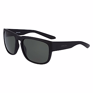Dragon Men's Rune Rectangular Sunglasses, Matte Black/G15, 58 mm