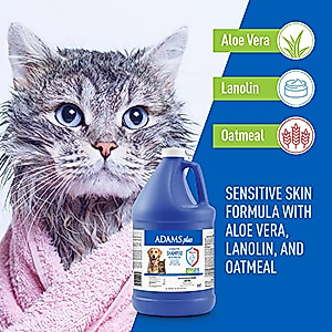 Adams Plus Flea & Tick Shampoo with Precor for Cats, Kittens, Dogs & Puppies Over 12 Weeks Of Age, Sensitive Skin Flea Treatment Formula, Kills Adult Fleas, Flea Eggs, Ticks, and Lice, 1 Gallon