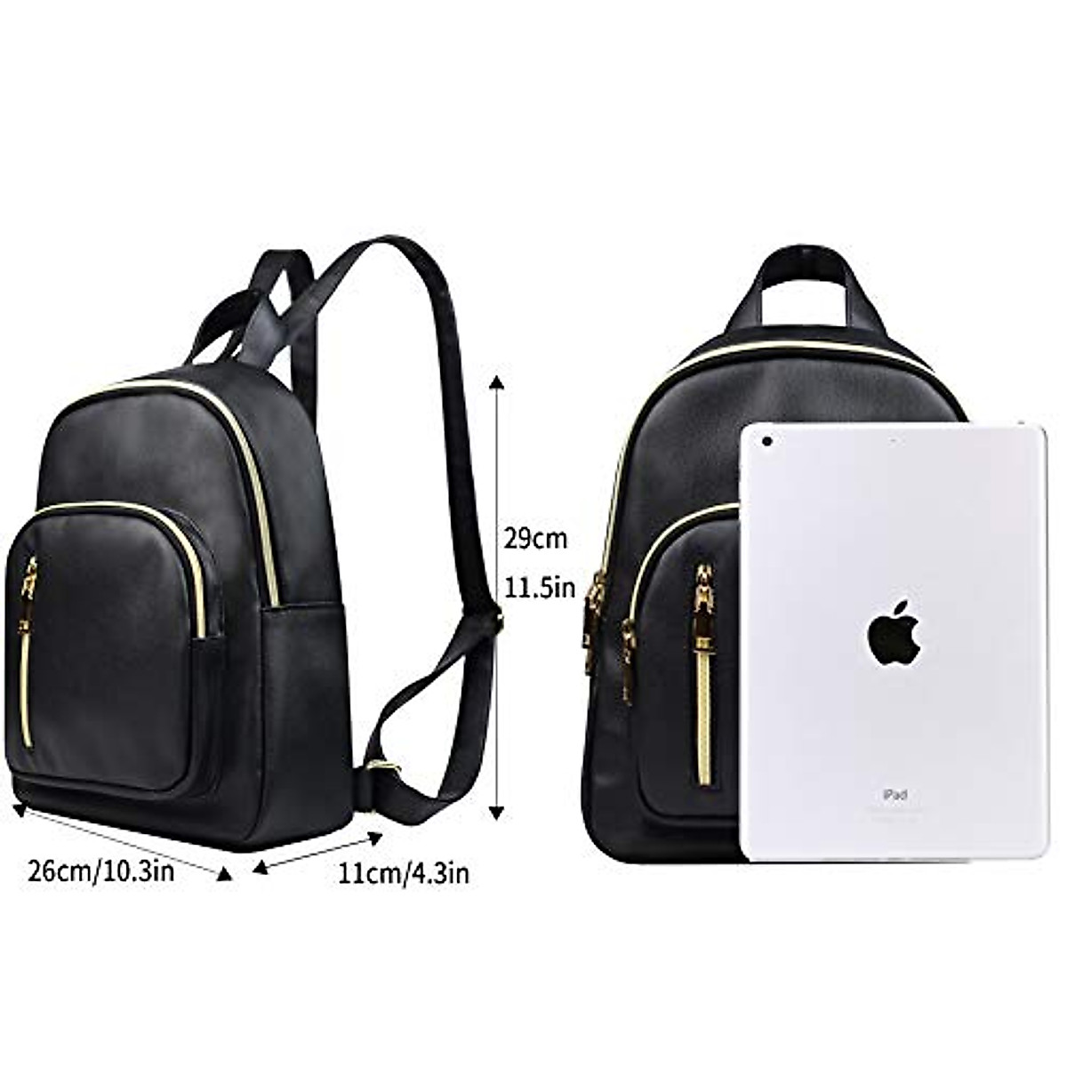 YANAIER Women Mini Backpack Purse PU Leather Anti-theft Backpack Ladies Girls Fashion Casual Travel Daypack Rucksack Black