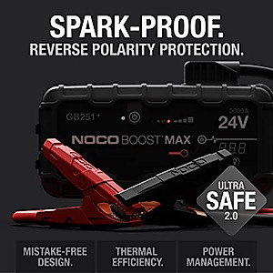 NOCO Boost Max GB251 3000 Amp 24-Volt UltraSafe Portable Lithium Jump Starter Box, Battery Booster Pack, and Commercial Jumper Cables for Gasoline and Diesel Engines Up to 32-Liters
