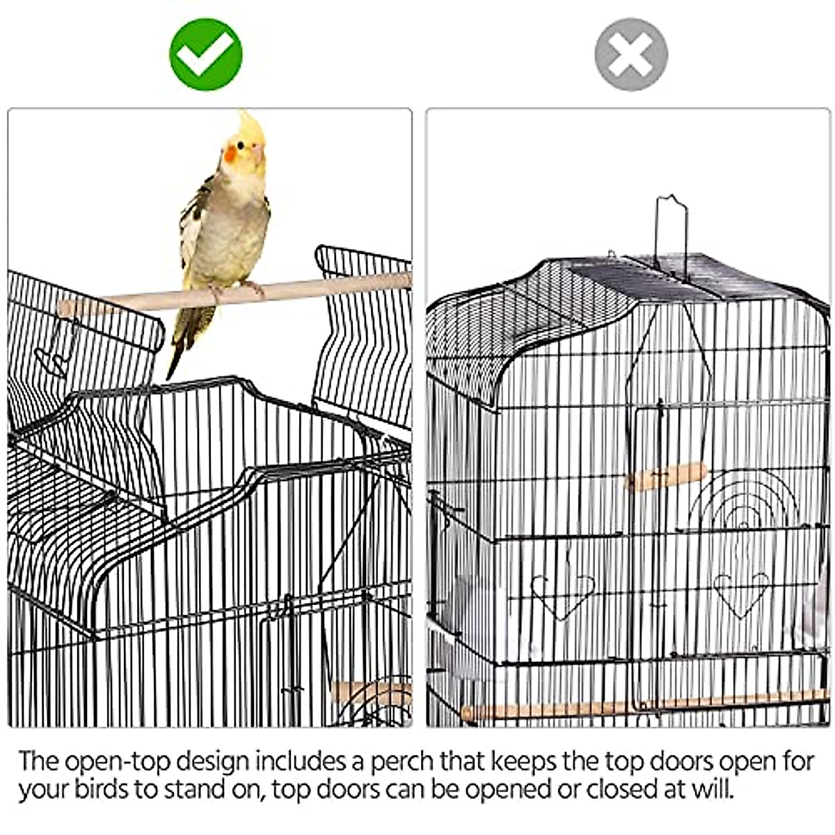 Yaheetech 41-inch Open Top Medium Parakeet Bird Cages for Parakeets Finches Canaries Lovebirds Small Quaker Parrots Cockatiels Budgie Green Cheek Conure Travel Pet Flight Bird Cage Birdcage