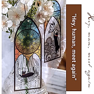 WAGA 6Pcs Retro Bookmarks PET Cute Black Cat Daily Series Reading Book Mark Page Stationery Kawaii Clips Markers Page Hand Account