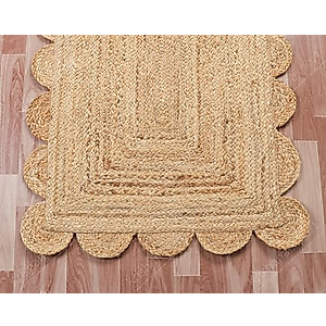 2x3, 2x4, 2x5, 2x6 Ft, Jute Rug - Natural Scalloped Rug, Bohemian Scalloped Rug, Scalloped Jute Rug, Natural Jute Rug, Jute Scallop Rug, Area Rug (2x5 Ft, Area Rug)
