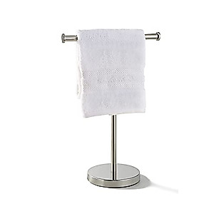 SunnyPoint Elite Heavy Weight Countertop Hand Towel Rack and Accessories Jewelry Stand; 16.5" Height (Satin Nickel, Stainless Steel Base)