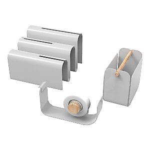 U Brands Metal Desk Organization Kit, Arc Collection, Cup, Tape Dispenser and Letter Sorter Included, Grey (3535A00-01)