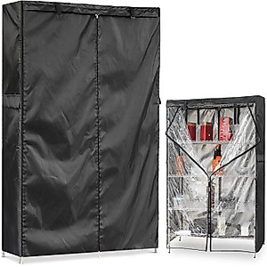 Dalema Waterproof Shelf Cover,600D Heavy Duty Dustproof Storage Wire Rack Covers,Outdoor Shelving Covers for Wire Shelves with Zipper 24''x14''x72'',Clear Front.