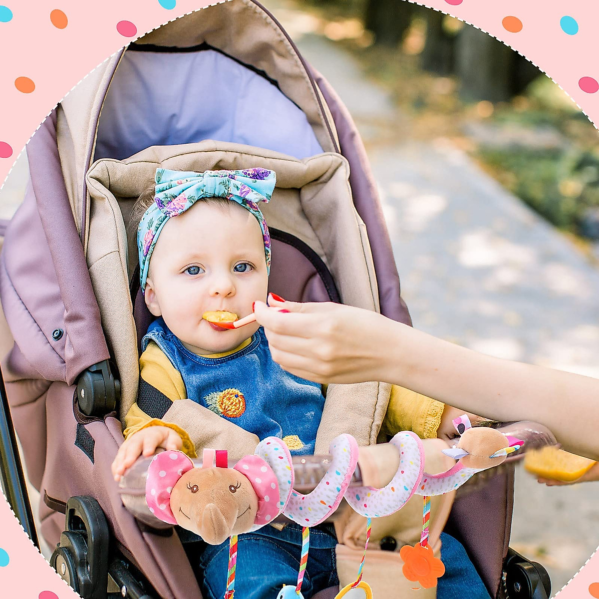 Civaner Newborn Car Seat Toys Stroller Toys for Baby 0-6 Months Infant Activity Spiral Plush Toys Hanging Car Seat Crib Toy for Boy Girls Spiral Hanging Plush Toy Baby Shower Thank You Gift(Delicate)