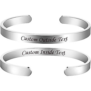 Enni of York Bracelets Custom Bracelet for Women Inspirational Gifts for Women Men Motivational Birthday Cuff Bangle Friendship Personalized Mantra Jewelry