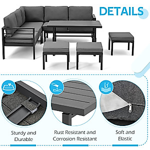 Danrelax All Weather Aluminum Frame Patio Conversation Set, 7 Pieces Outdoor Patio Furniture, Patio Furniture Set, Outdoor Patio Set for Lawn, Garden, Balcony, Poolside, Conversation Set(Black)