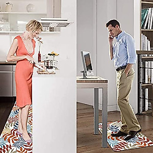 Pauwer Anti Fatigue Kitchen Floor Mat Set of 2 Waterproof Non Skid Kitchen Rugs and Mats Heavy Duty PVC Foam Cushioned Kitchen Runner Floor Mat Carpet for Kitchen Laundry Office