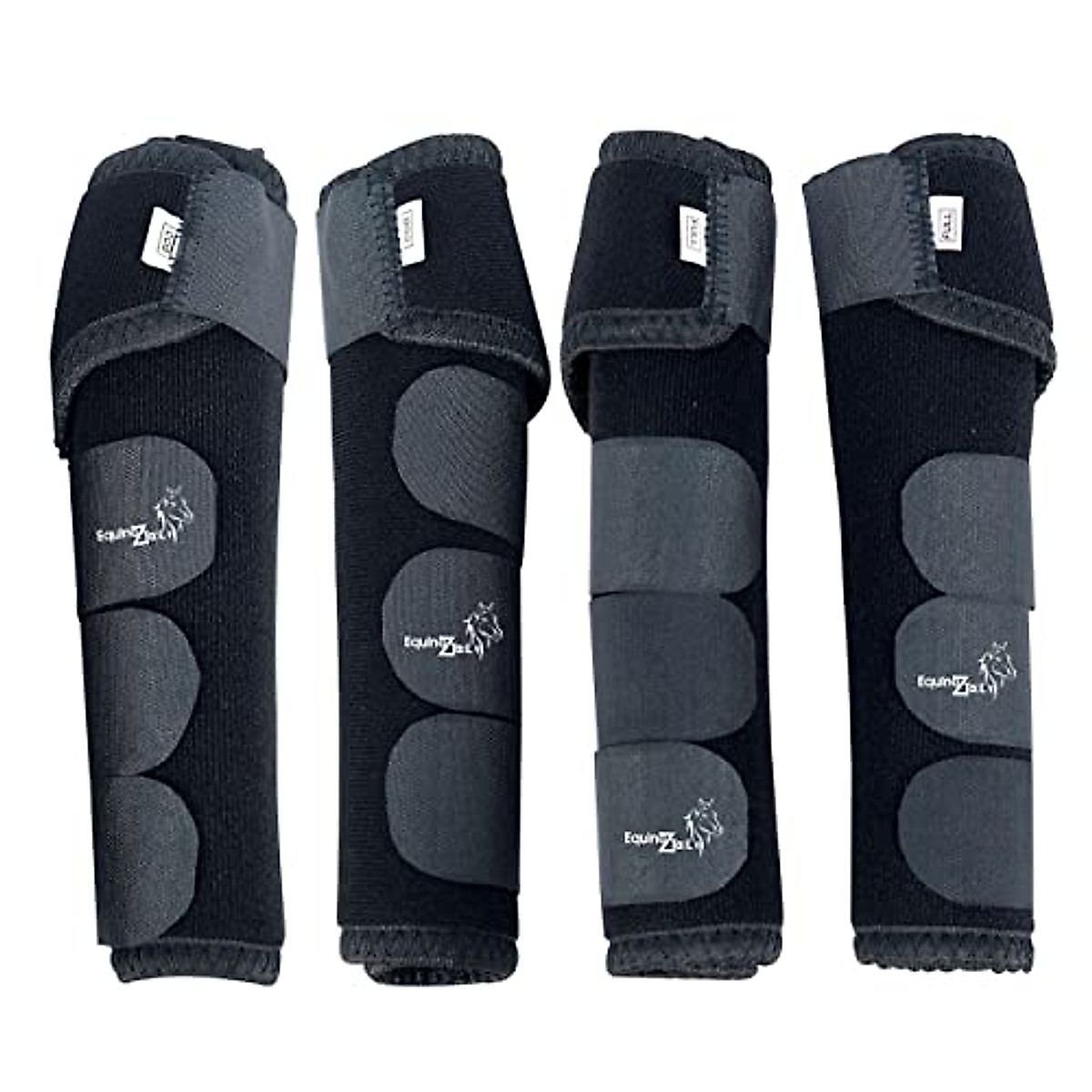 Equinez Tools Horse Brushing Boots Leg Wraps Black Set of 2 and 4 (cob, Black, 4)