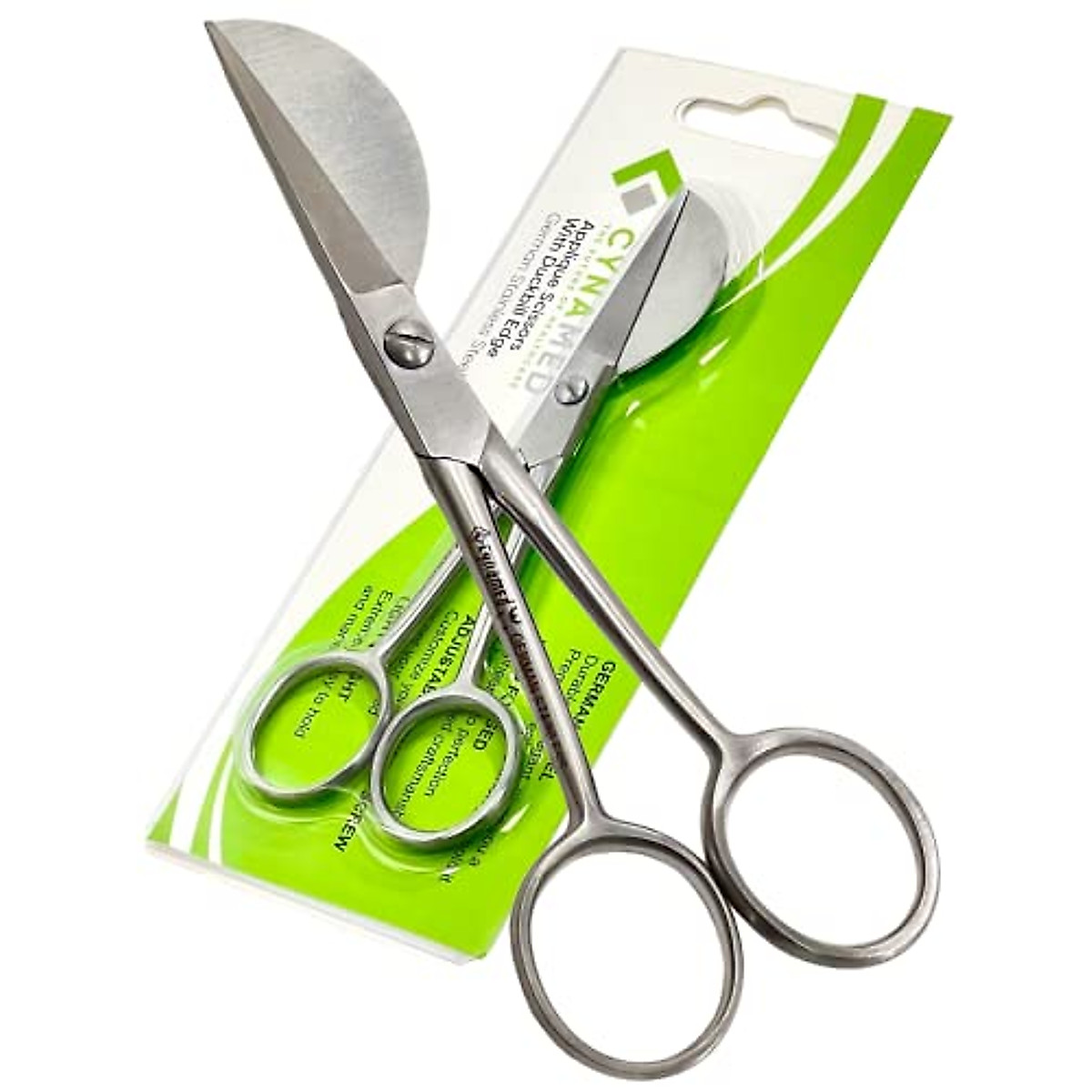 Applique Scissors 5" With Duckbill Edge Shaped Paddle Machine Embroidery Double Curved Scissors 6" For Art,Crafting, Fabric,Needlework Embroidery (Curved Embroidery Scissors 6"+ Applique scissors 5")