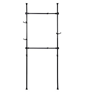 Adjustable Clothing Rack, Double Rod Clothing Rack, 2 Tier Clothes Rack, Adjustable Hanger for Hanging Clothes, Closet Rack, Freestanding,Black