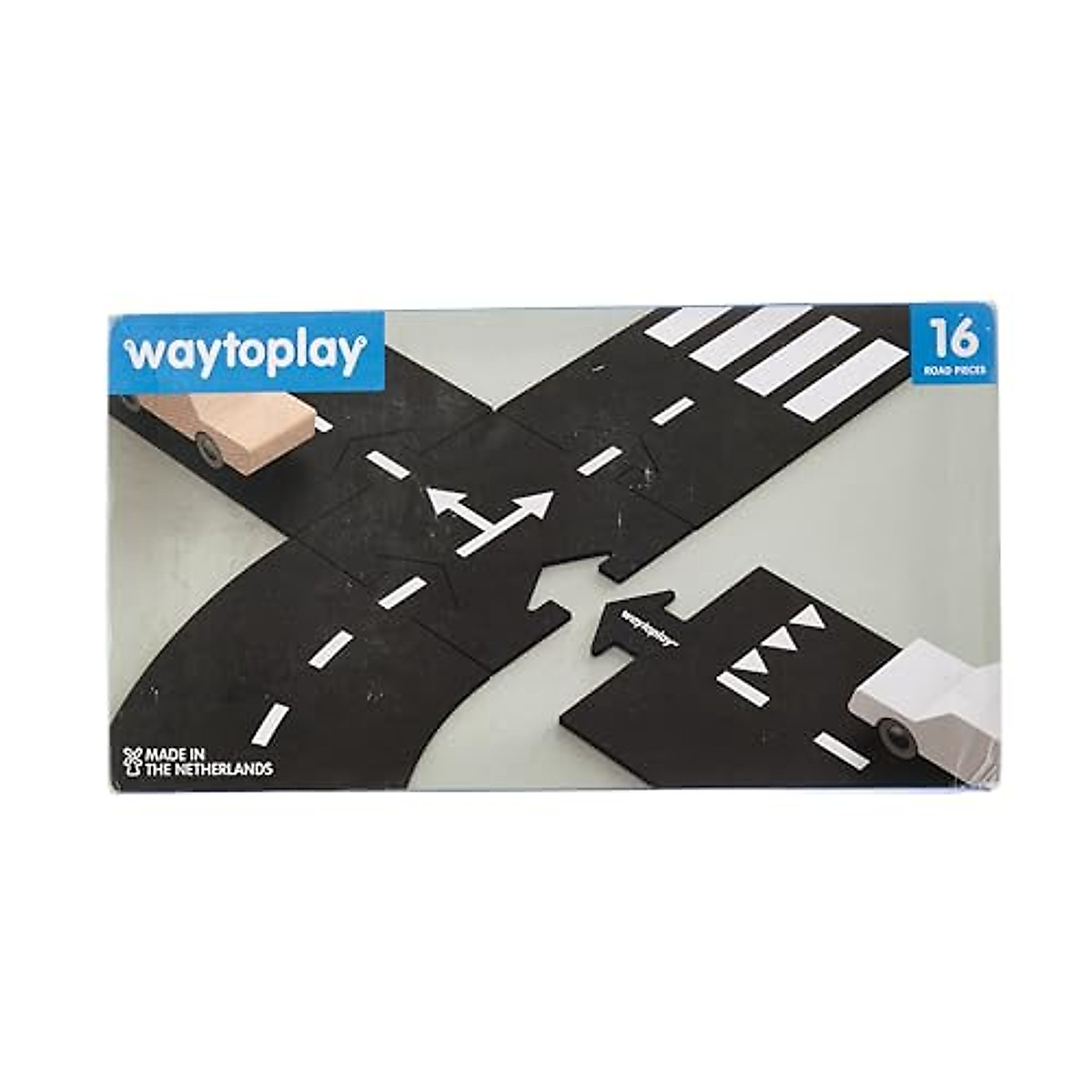 Waytoplay Expressway, 16 Piece Circuit for Toy Cars - Flexible, Indestructible, and Waterproof - Modular Car Tracks - Made in The Netherlands