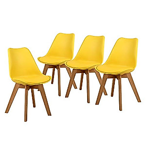 NOBPEINT Mid Century Dining Chairs,Set of 4(Yellow)