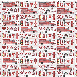 Stesha Party Firetruck Gift Wrap Firefighter Paper - Folded Flat 30 x 20 Inch - 3 Sheets