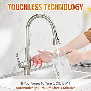 GIMILI Touchless Kitchen Faucet with Pull Down Sprayer, Single Handle Motion Sensor Activated Hands-Free Kitchen Sink Faucet Brushed Nickel