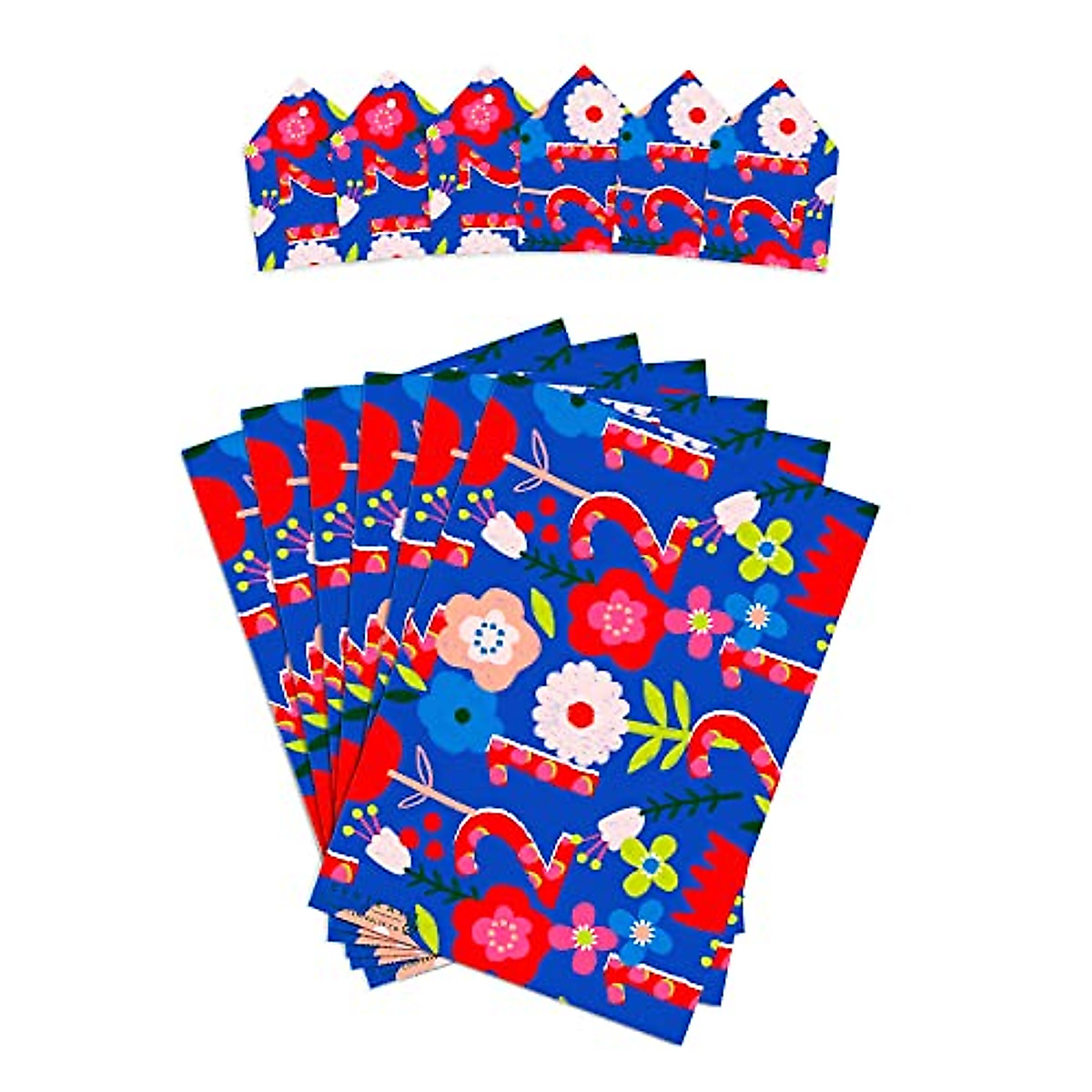 CENTRAL 23 Floral Wrapping Paper - 6 Sheet of Gift Wrap - 21st Wrapping Paper for Her Women Girls - Blue Red - For Girlfriend - Age 21 - Comes with Fun Stickers
