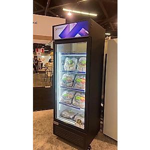 NAFCOOL Commercial Beverage Refrigerator Display Fridge, Tall Slim Single Door Merchandiser Drink Cooler with LED Light Adjustable Shelves,ETL and NSF Approval,18.5 Cu Ft,25" Wide