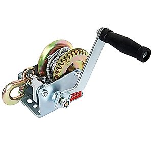 ASelected 800lbs Capacity Heavy Duty Hand Winch, Crank Strap Gear Boat Winch with 26FT Steel Cable and Hook, Manual Lifting Winches for Boat Trailer ATV or Shop Crane, Small Hoist for Deer Feeder