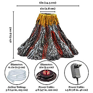 JOR Fiery Bubbler Volcano Aquarium Decoration, Add The Power and Chaos of Creation to Your Tank, Ultimate Fish Swim Challenge, Oxygenates Water and Improves Circulation