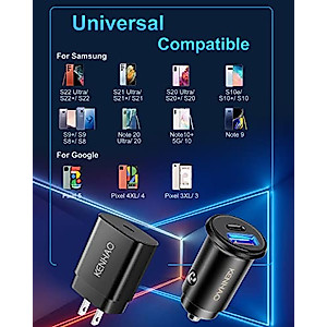 Galaxy S23 S22 S21 Super Fast Charger Type C, 25W PD USB C Wall Charger Fast Charging Block/Car Charger for Samsung Galaxy S23/S23 Ultra/S23+/S22/S21/S20/Plus/5G/FE, Note 20/10, 2X 3FT USB-C Cable