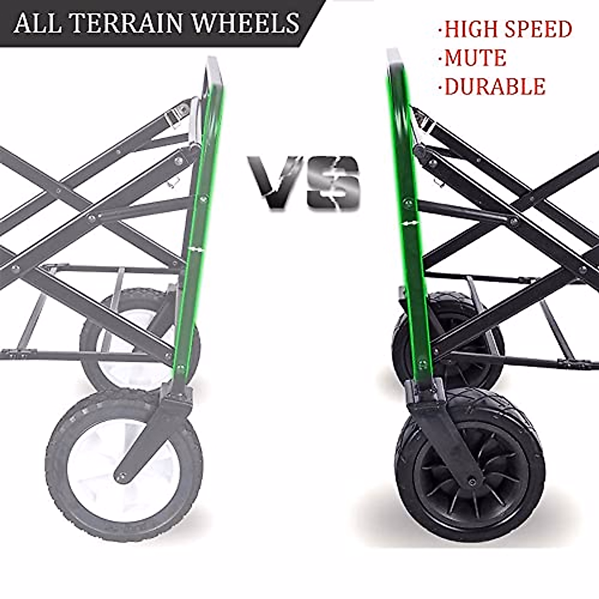 All Terrain Folding Beach Wagon with Canopy,Heavy Duty Collapsible Utility Wagon Transport Trolley,Outdoor Garden Wagon Portable Shopping Cart