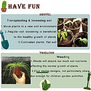 Kids Gardening Tools Set Metal for Kids Hand Shovel Mini Garden Tools for Kids, Safe Toy Gardening Tools for Soil Planting Digging Transplanting 4 Pieces