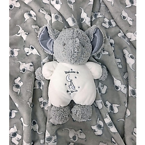 Baby Starters Little Me Plush Elephant Rattle with Welcome to The World Embroidery (White, 9 inch)