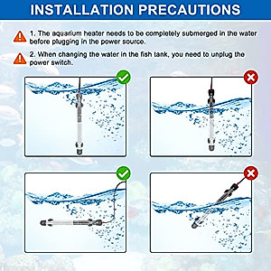 2 Pack 300W Submersible Aquarium Heater, Adjustable Temperature Fish Tank Heater with Thermometer, Protective Case and Suction Cup for 40-90 Gallon Saltwater Freshwater Fish Tank, Turtle Tank