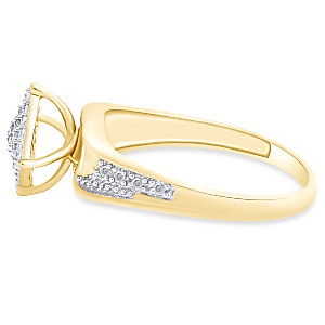 Jewel Zone US Natural Diamond Accent Engagement and Wedding Fashion Ring in 14k Gold Over Sterling Silver (0.03 Ct)