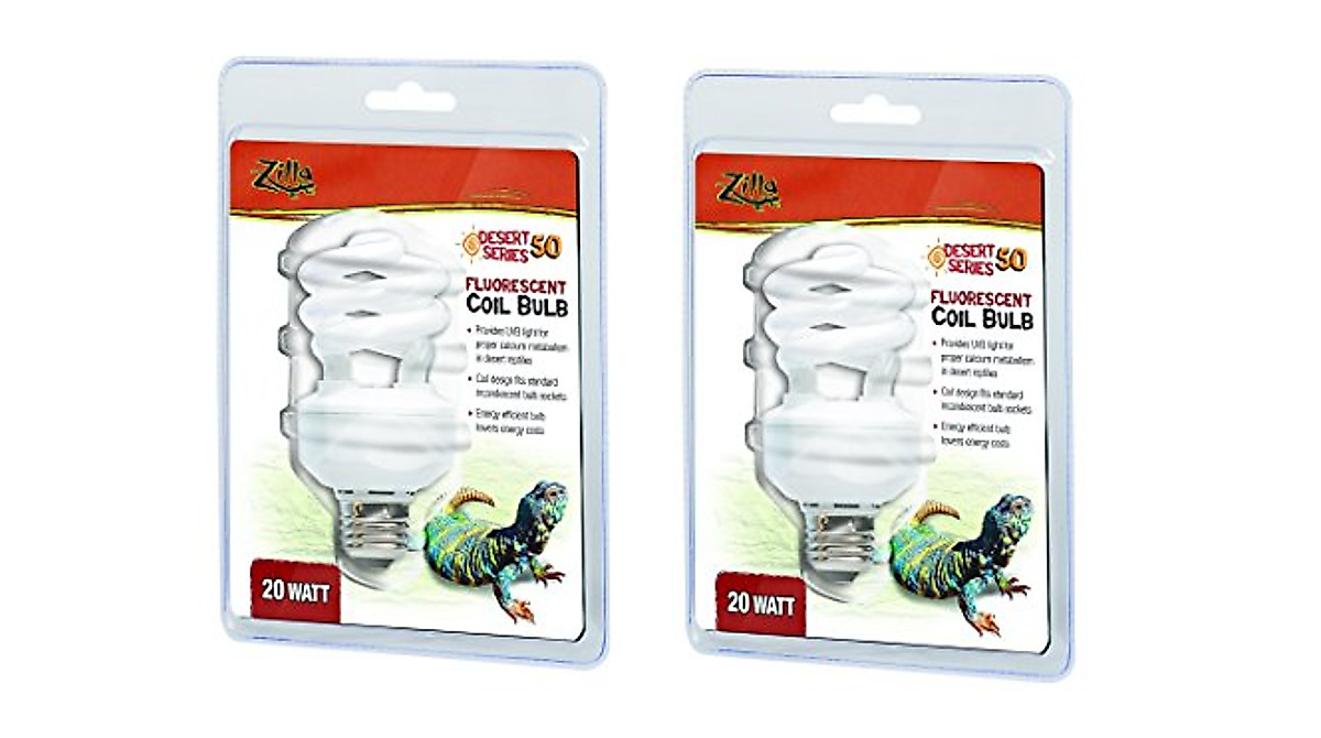 Zilla UVB Fluorescent Desert Coil Bulb - 20W (2 Pack)