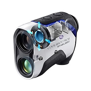 Nikon COOLSHOT ProII Golf Laser Rangefinder (16758) Stabilized View Bundle with 3 Extra CR2 Batteries and a Cleaning Cloth - Laser Yard Alignment with Club Selection, and Slope - Mens Golf Accesories