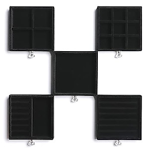 Frebeauty Acrylic Jewelry Box Clear Earring Organizer Storage Boxes,Necklace Hanging with 5 Removable Velvet Drawers Large Jewelry Display Case for Stud Rings Bracelets for Gift,(Black)