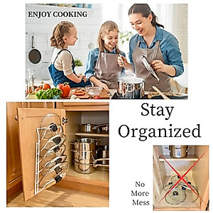 Evelots 6 Pot Lid Organizer for Cabinet Door or Pantry Wall - Closet Door Pots and Pans Lids Holder - Glass or Metal Pan Covers Cabinet Organizer Kitchen Storage - White 6 Tier Lid Rack