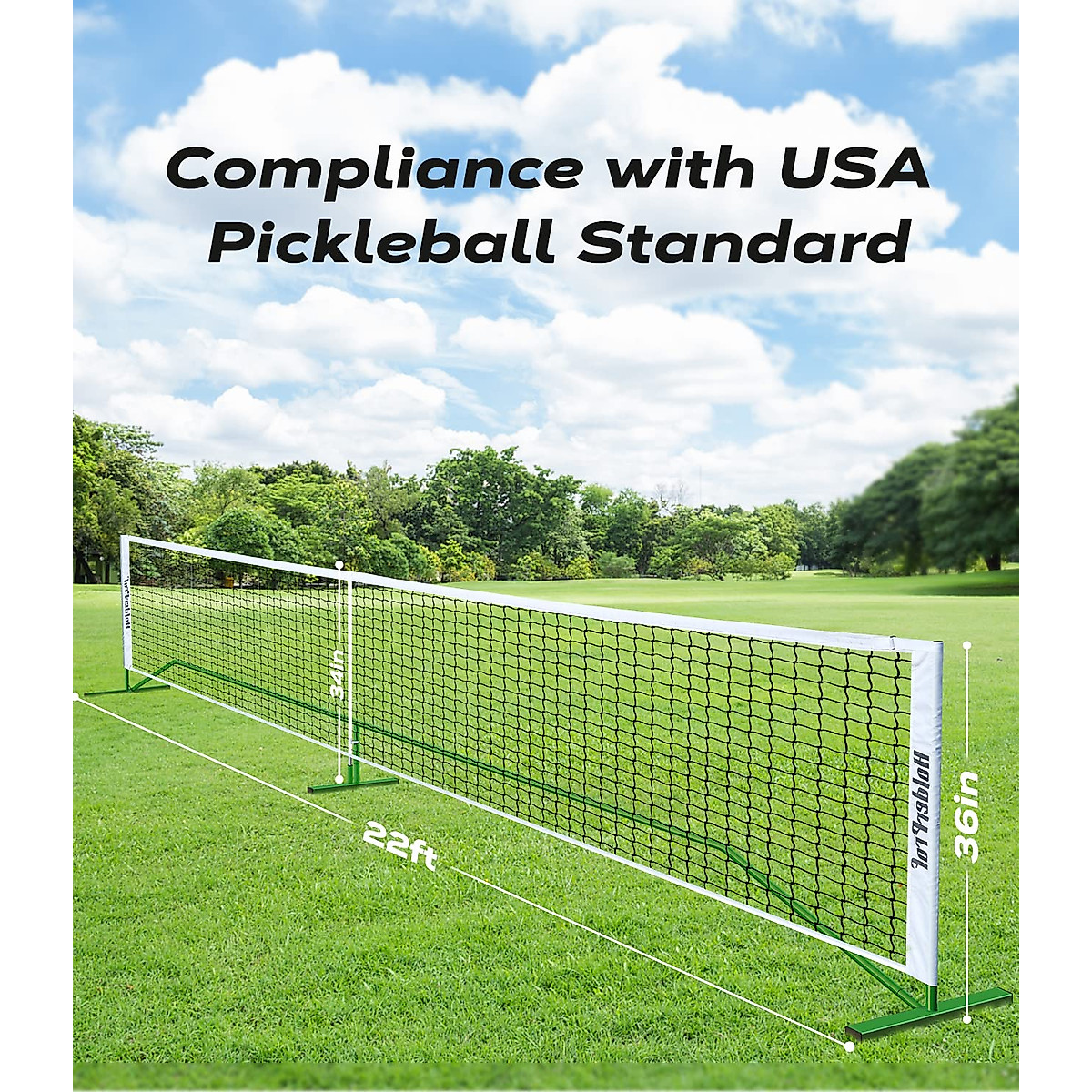 HolderProf 3.0 Pickleball Nets Set, 22 FT Pickleball Net Official Regulation Size, Portable Outdoor Pickleball Net System with Court Line Marker Set and Travel Bag Accessories for Official Size Court