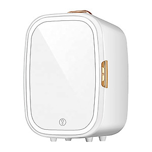 Wgwioo Mini Fridge 20 Liter, Mirror & LED Design, AC/DC Portable Beauty Fridge, Thermoelectric Cooler and Warmer for Skincare, Bedroom and Travel, White