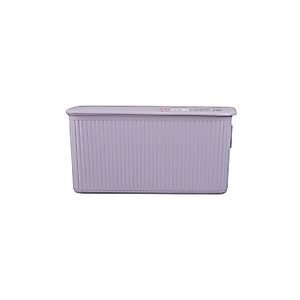 Superio Ribbed Collection - Decorative Plastic Lidded Home Storage Bins Organizer Baskets, Medium Lilac Purple (2 Pack - 5 Liter) Stackable Container Box, for Organizing Closet Shelves Drawer Shelf