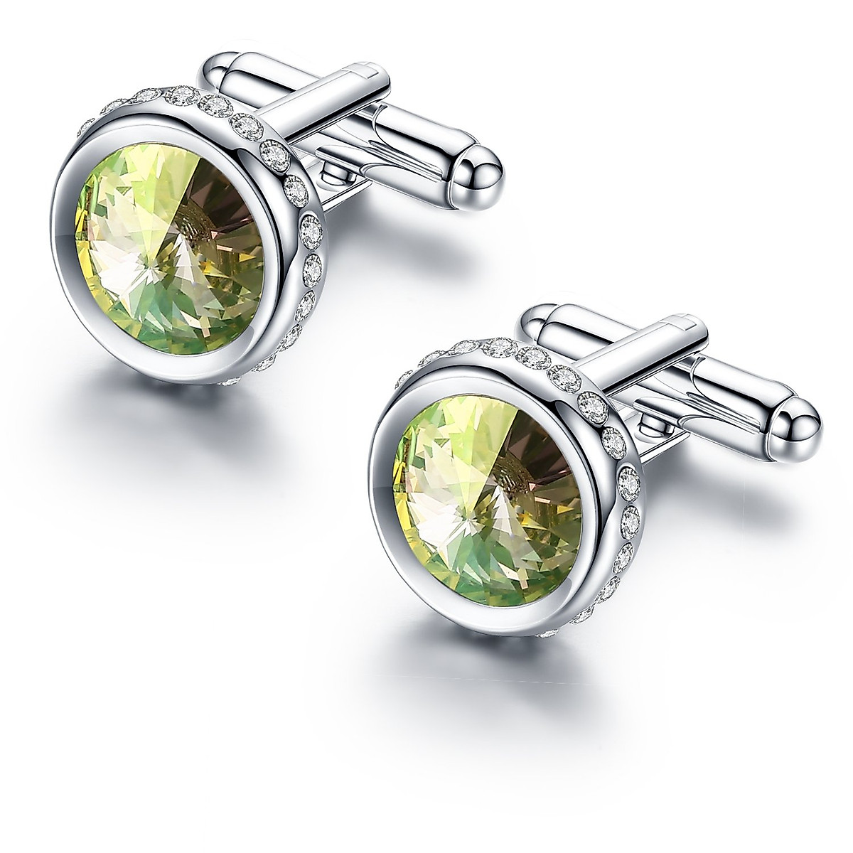 Pinannie Austria Crystal Shirt Cuff Links White Gold Plated Wedding Cufflinks for Mens (Purple)