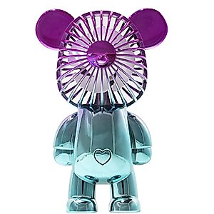 Lizihaowu Handheld Fan Rechargeable USB Mini Fan Portable, Cute Bear Fan, Eyelash Fan For Kids Girls Women Home/Travel/Outdoor/Makeup/violet-blue gradation