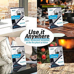 Adir Plexi Acrylic Sign Holder 8.5" X 11" - Shatter Resistant Acrylic Sign Holder - Great for Brochures, Advertising Pamphlets and Restaurant Menus - Pack of 12
