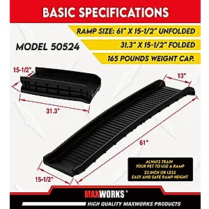 MaxWorks 50524 61" Portable Folding Pet Ramp, Black