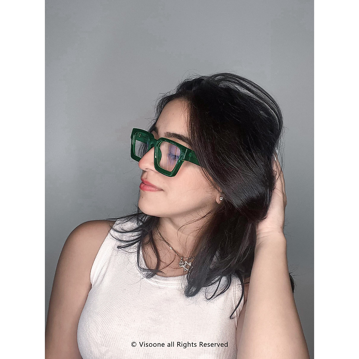 VISOONE Blue Light Blocking Glasses with TR90 Rectangle Frame and Chic Preppy Look for Women Men RIVER