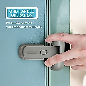 2 Pack Child Proof Fridge Lock, Refrigerator Fridge Freezer Door Latch to Keep Closed, Refrigerator Door Lock for Toddlers and Aging Seals, Easy to Install and No Unsightly Straps Required (Grey)