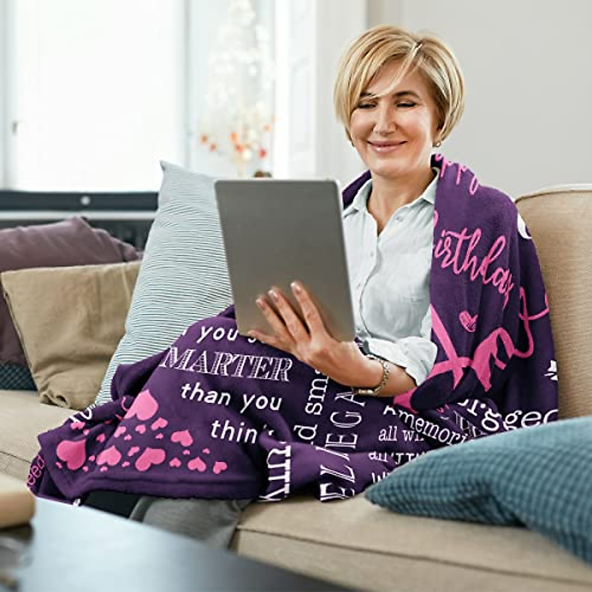 Omokil 100th Birthday Gifts for Women, Gift for 100 Year Old Female,100 Birthday Decorations, 100th Birthday Gifts Ideas for Grandma, Mom, Friend, Sister, Wife, Aunt, Coworker Blanket (50" X 60")