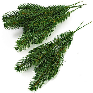 wonuu 25pcs Artificial Pine Green Leaves Needle Garland for Christmas Embellishing and Home Garden Decor, 11x4.7 Inches(Green-25 Pack)