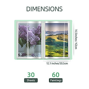 A3 Diamond Painting Storage Book for Diamond Painting Kits, 30 Pages Diamond Art Storage Presentation Book for 60 Diamond Painting Pics, Diamond Painting Portfolio Folder for Artwork, 16.5x12.1in