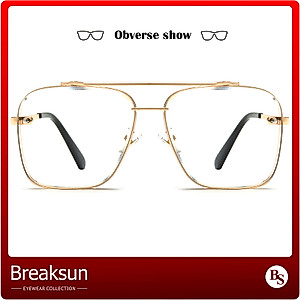 Breaksun Aviator Sunglasses - Vintage Diamond Cutting, Gradient Lens - Gold Frame, Clear Lens
