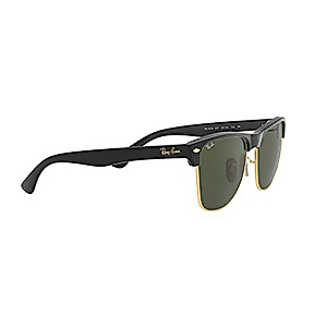 Ray-Ban RB4175 Clubmaster Oversized Square Sunglasses, Demi Gloss Black On Gold/G-15 Green, 57 mm